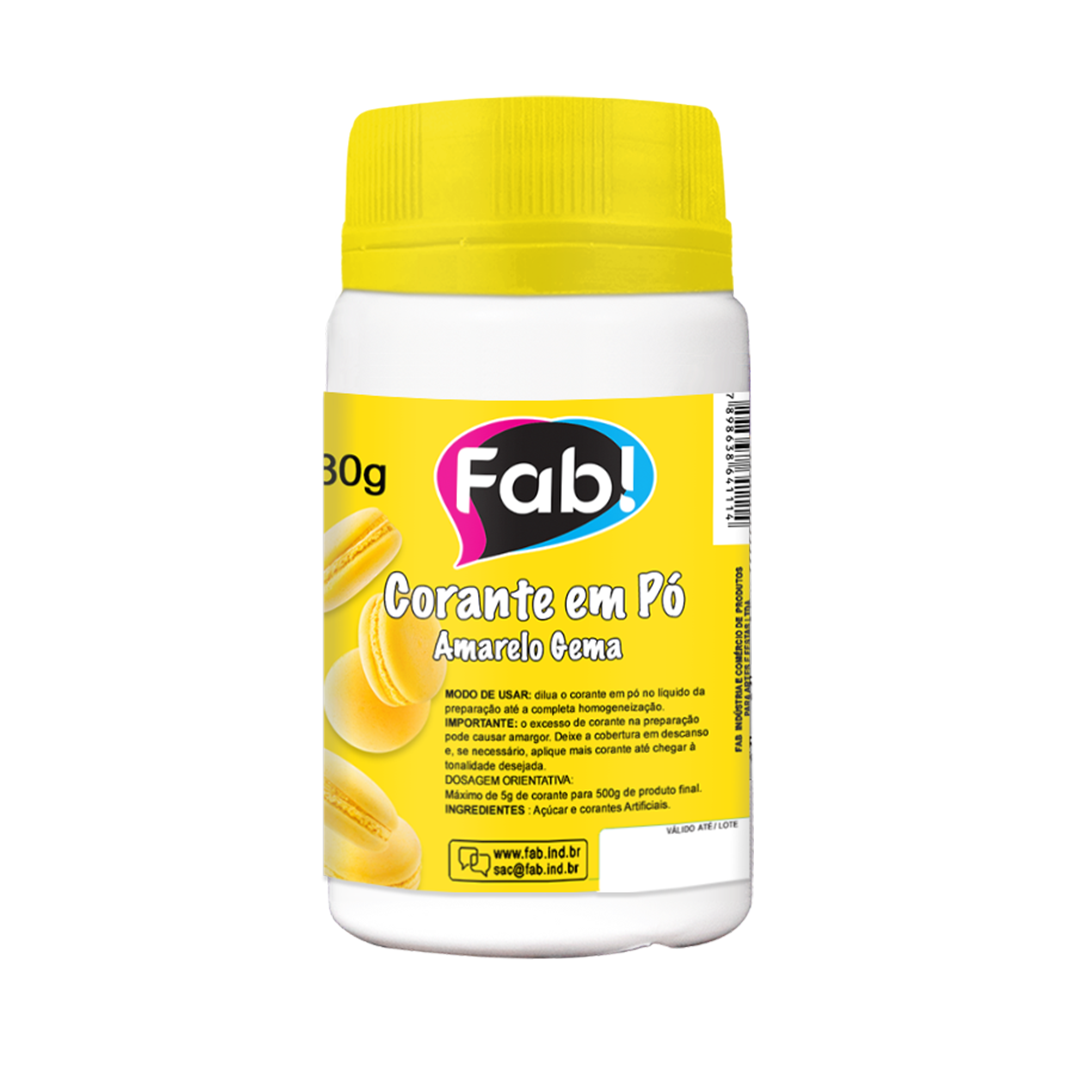 Corante Em Pó Fab 80g Amarelo Gema