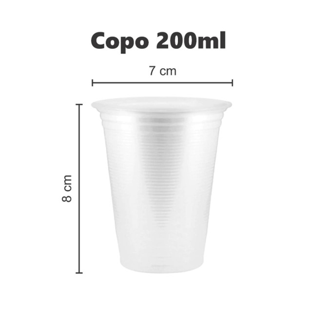 Copo Plástico Descartável 200mL Minaplast Com 100 Unidades